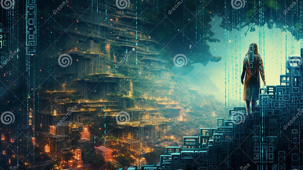 Digital Reverie: Convergence of Dreams and Code Stock Image - Image of ...