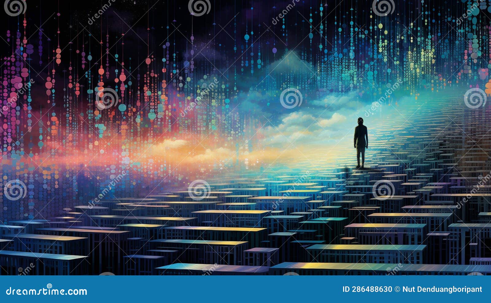 Digital Reverie: Convergence of Dreams and Code Stock Illustration ...