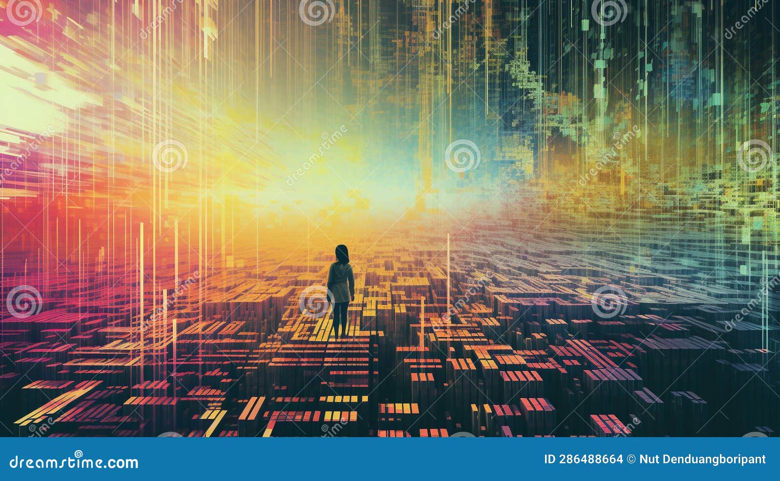 Digital Reverie: Convergence of Dreams and Code Stock Illustration ...