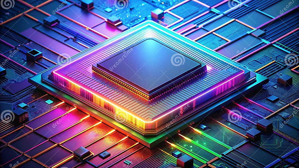 A Mesmerizing Visual Representation of a Glowing AI Processor Core ...