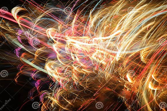 Artistic Long Exposure Fireworks Display with Colorful Light Trails for ...