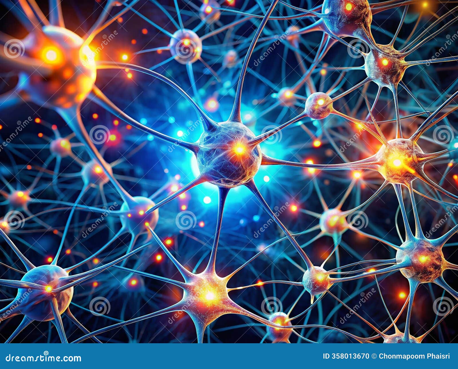 A Mesmerizing Visualization of a Vibrant Neuron Network Showcasing ...