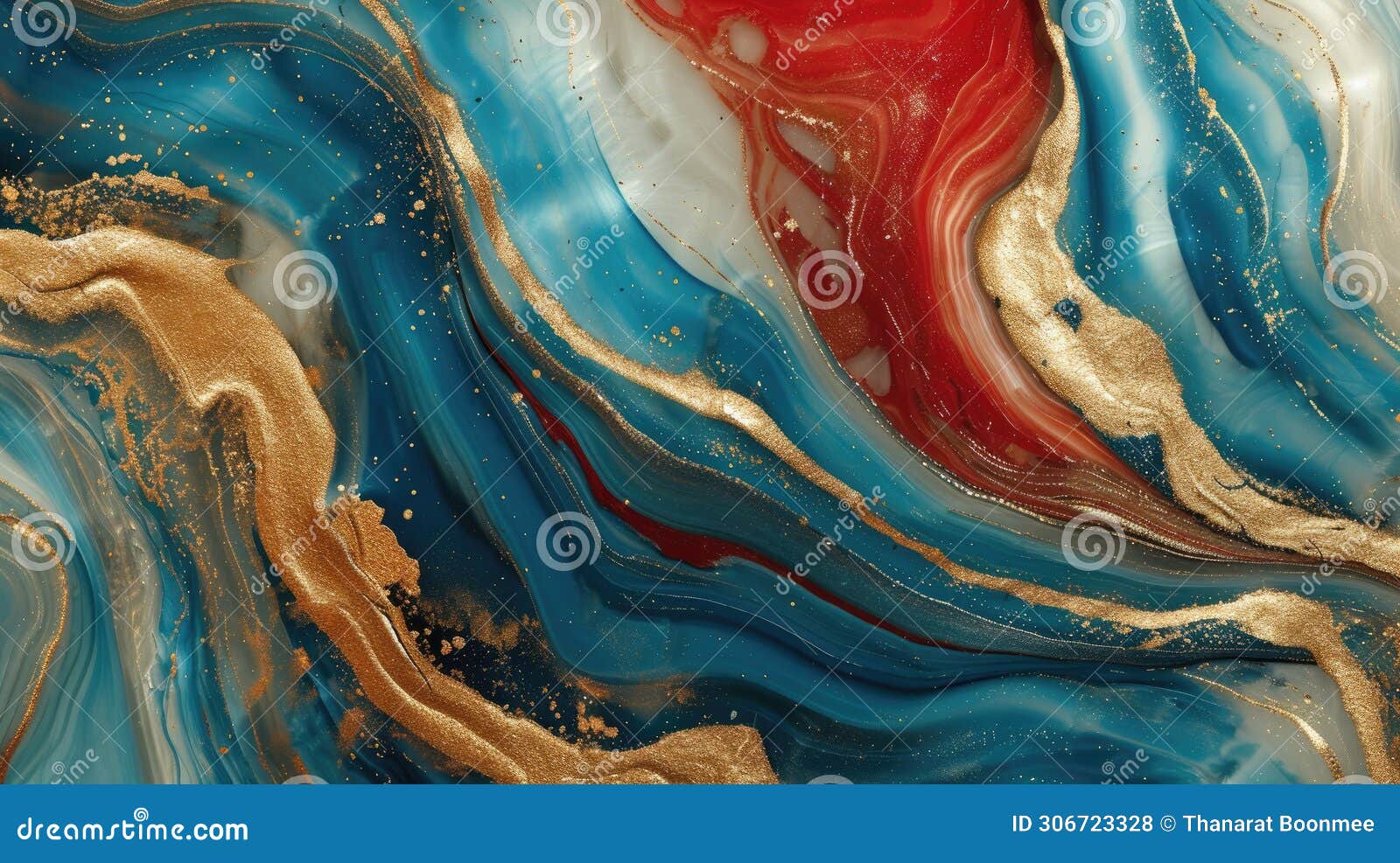 Mesmerizing Waves of Blue Topaz, Red Ruby, and Gold Liquid Create a ...