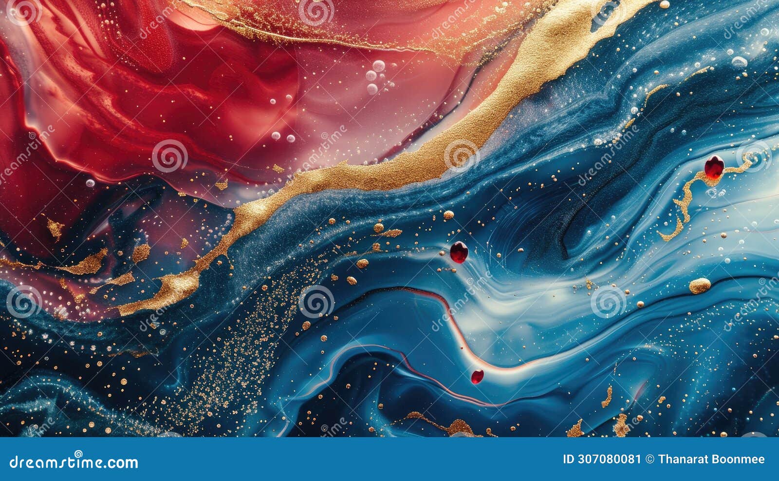 Mesmerizing Waves of Blue Topaz, Red Ruby, and Gold Liquid Create a ...