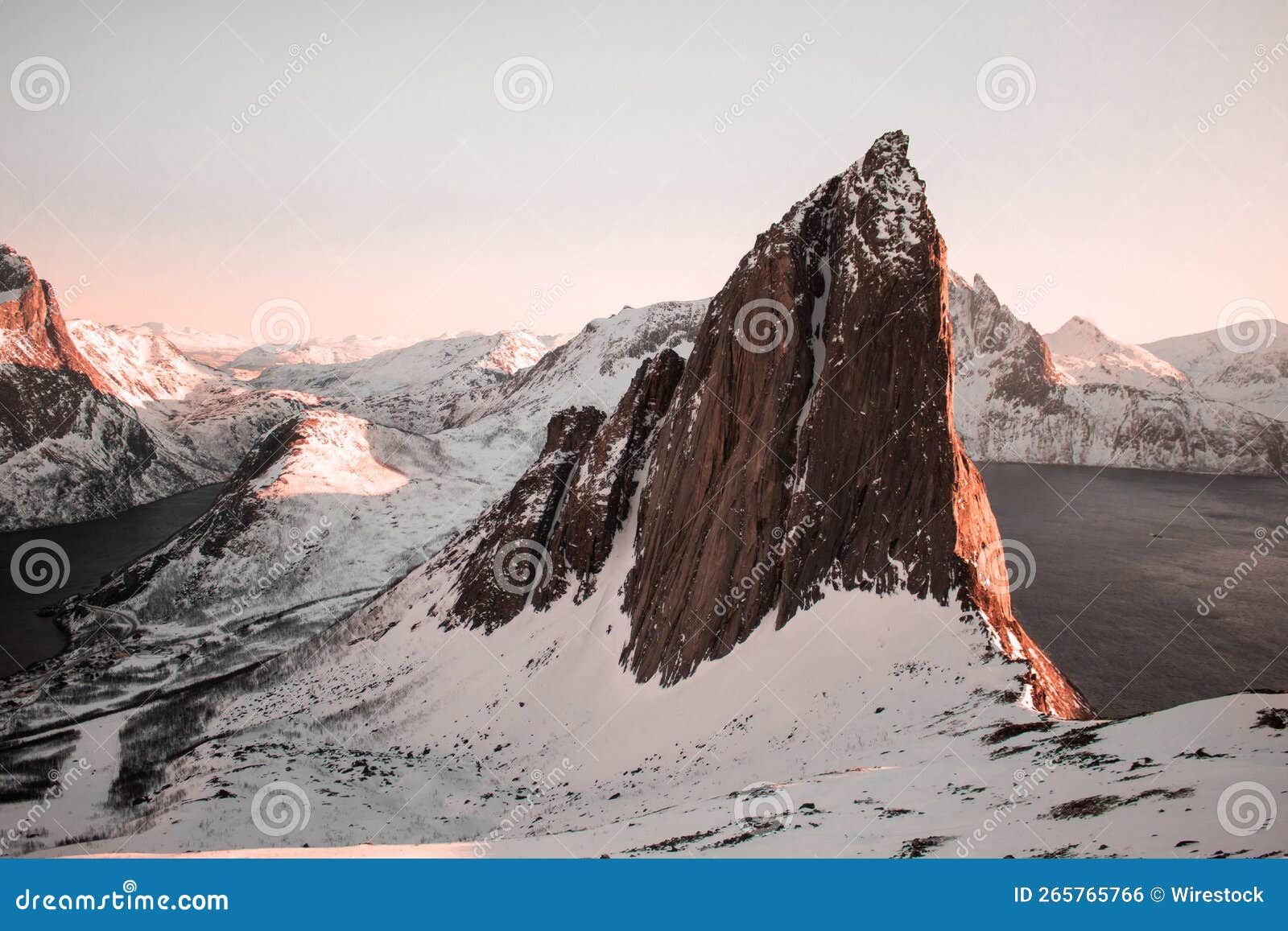Mesmerizing Winter View of Mountain Segla at Senja Island, Norway Stock ...