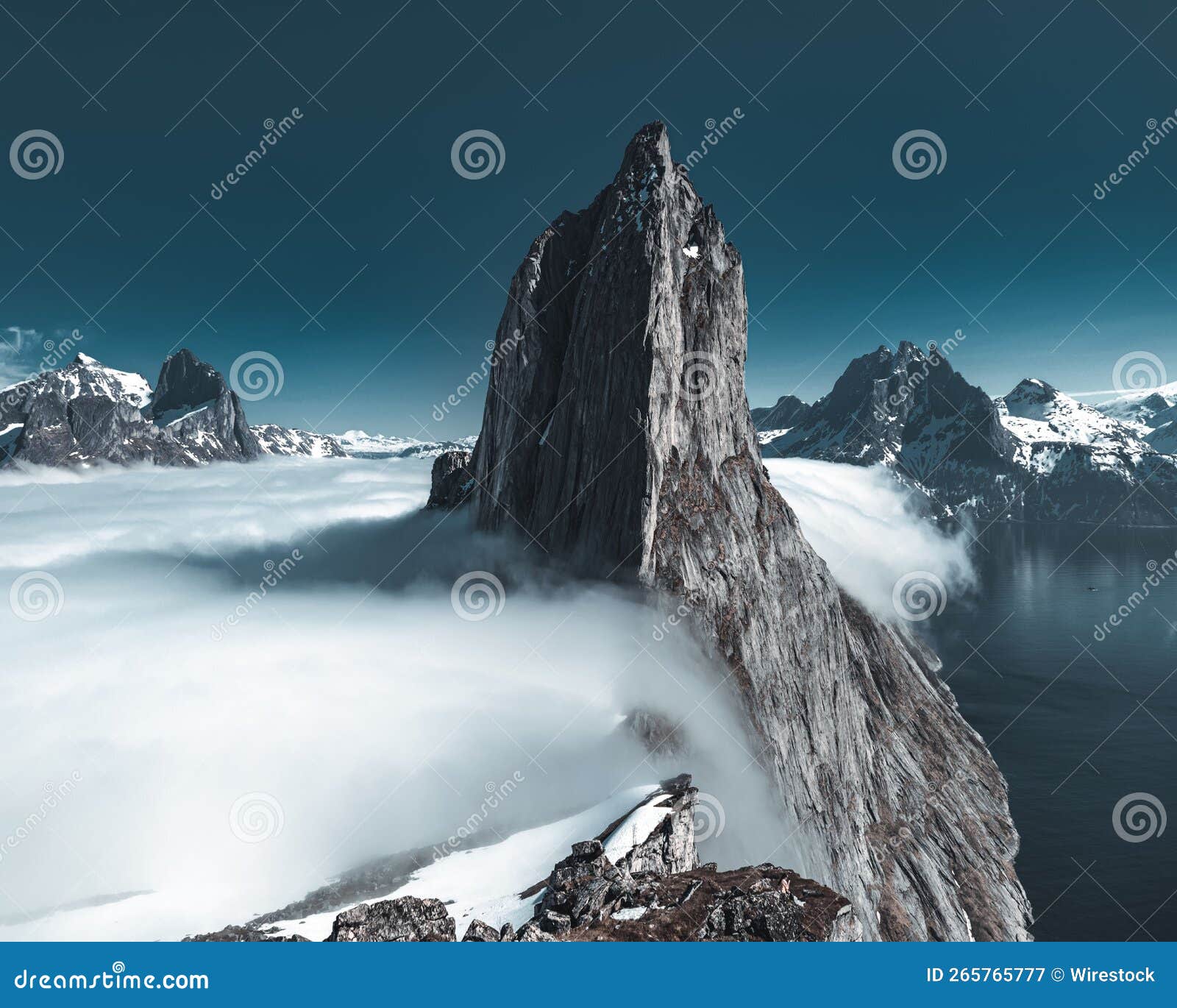 Mesmerizing Winter View of Mountain Segla at Senja Island, Norway Stock ...