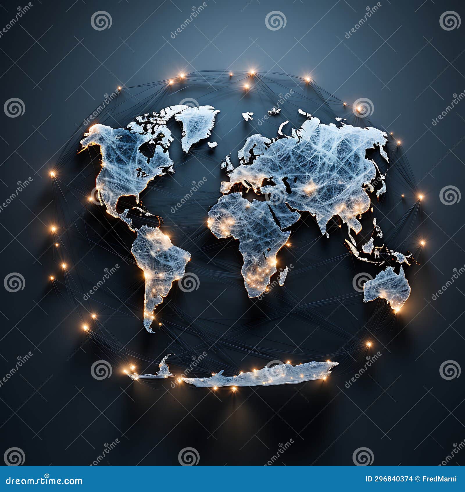 A Map of the World with Lights Stock Illustration - Illustration of ...