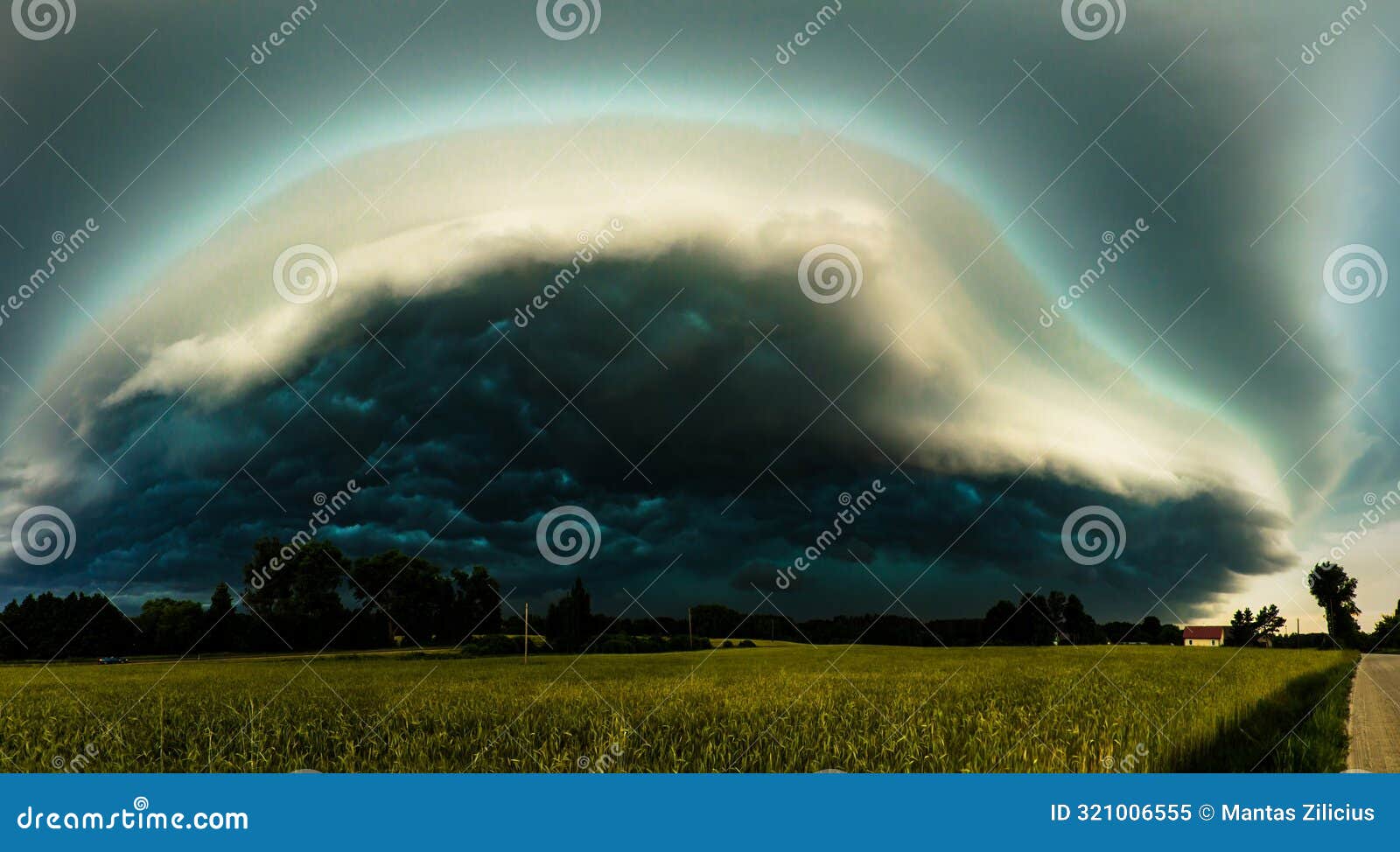 Mesocyclone Supercell Storm Cloud Over a Field. Extreme Wind, Hail and ...