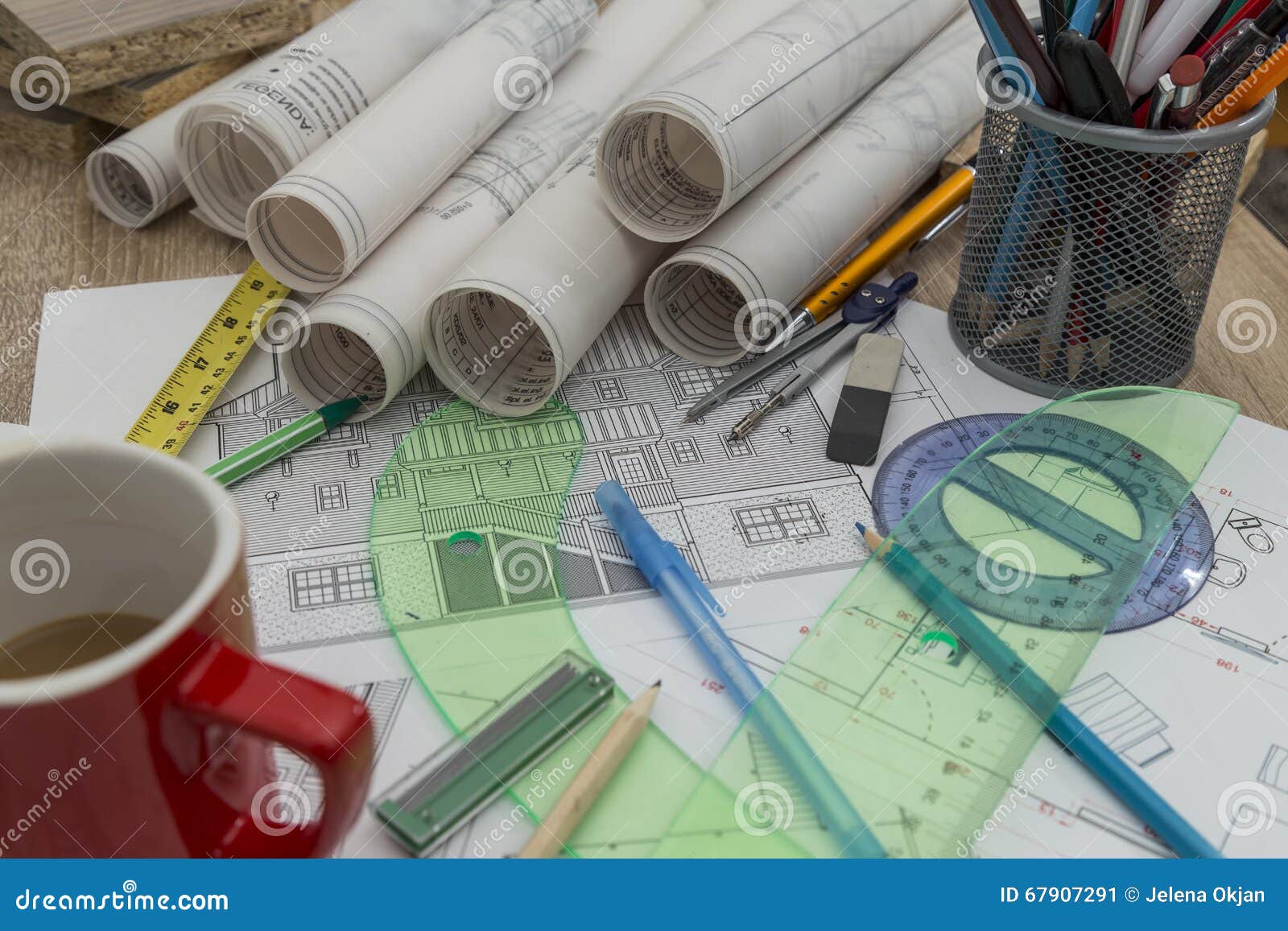 Mess Architect table stock image. Image of engineering - 67907291