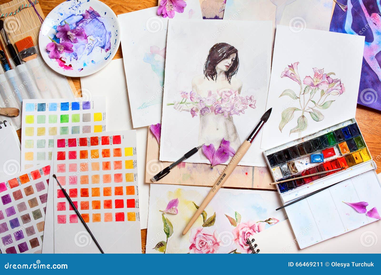 Mess in artist s studio stock image. Image of pensil - 66469211