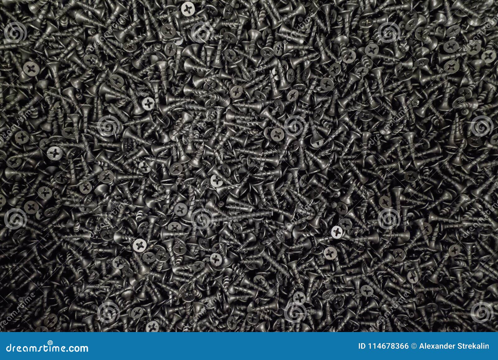 A Mess of Assorted Black Screws Stock Photo - Image of abstract, grey ...