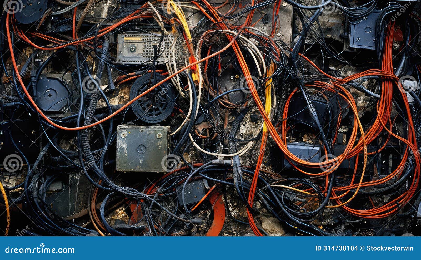 Mess broken cable stock photo. Image of challenges, mess - 314738104