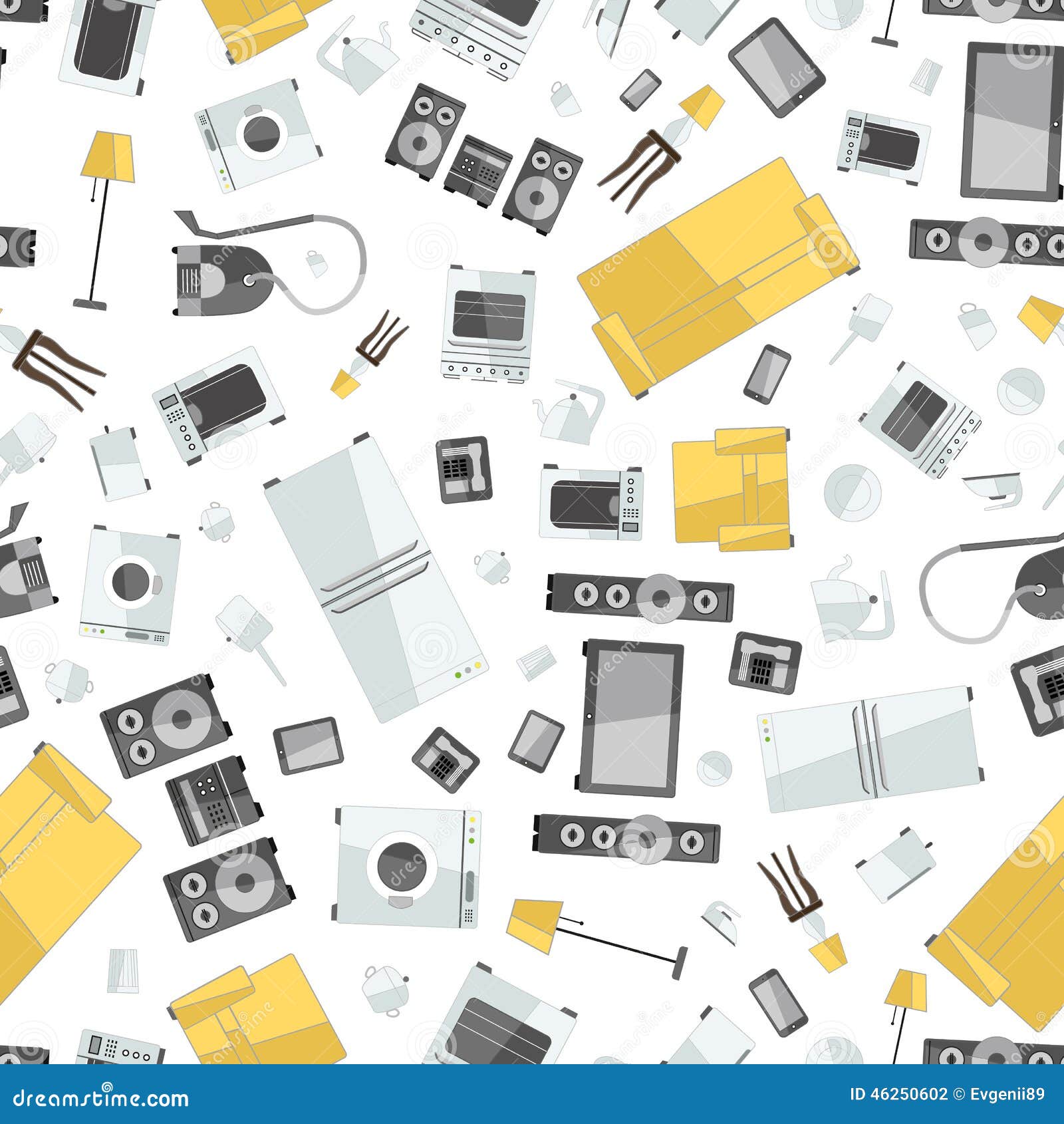 Mess of Colorfull Icons House Appliance Seamless Stock Vector ...