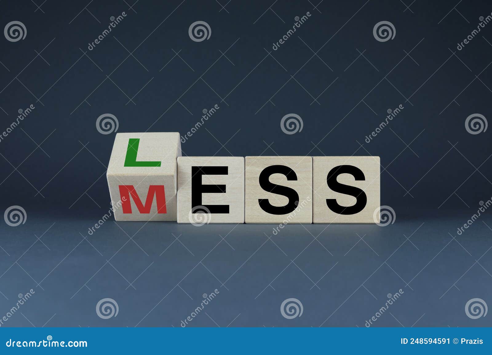 Less Mess. Cubes Form Words less Mess Stock Image - Image of ...