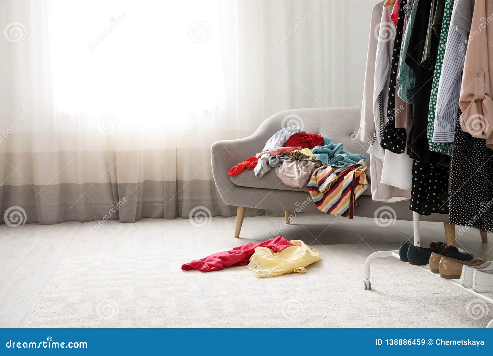 Mess in Dressing Room, Space for Text Stock Image - Image of copy ...