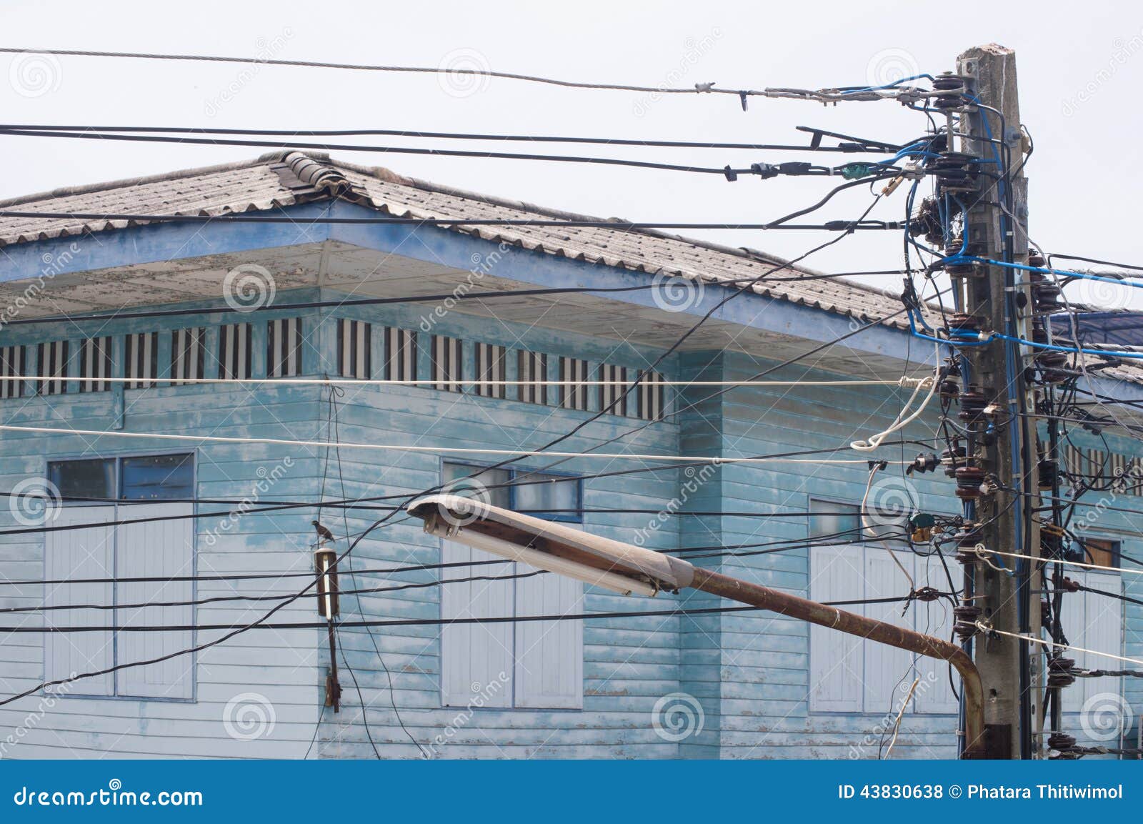 A Mess of Electric Wire stock photo. Image of cable, pole - 43830638