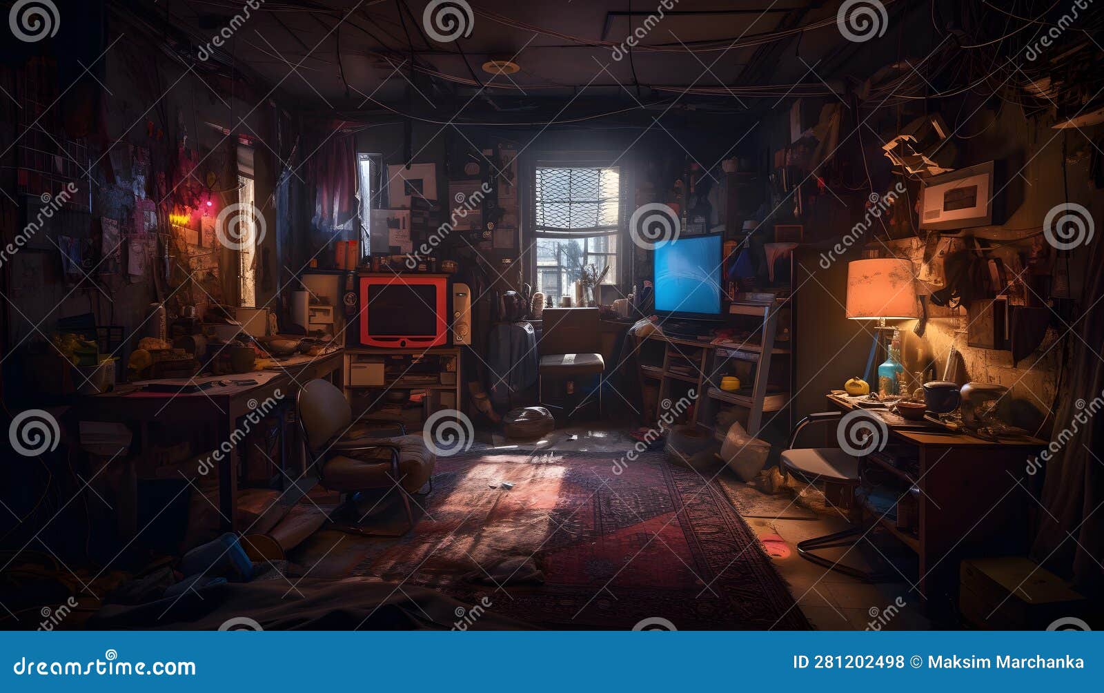 Mess in the Room of the House, Garbage and Trash, Retro Computer and ...