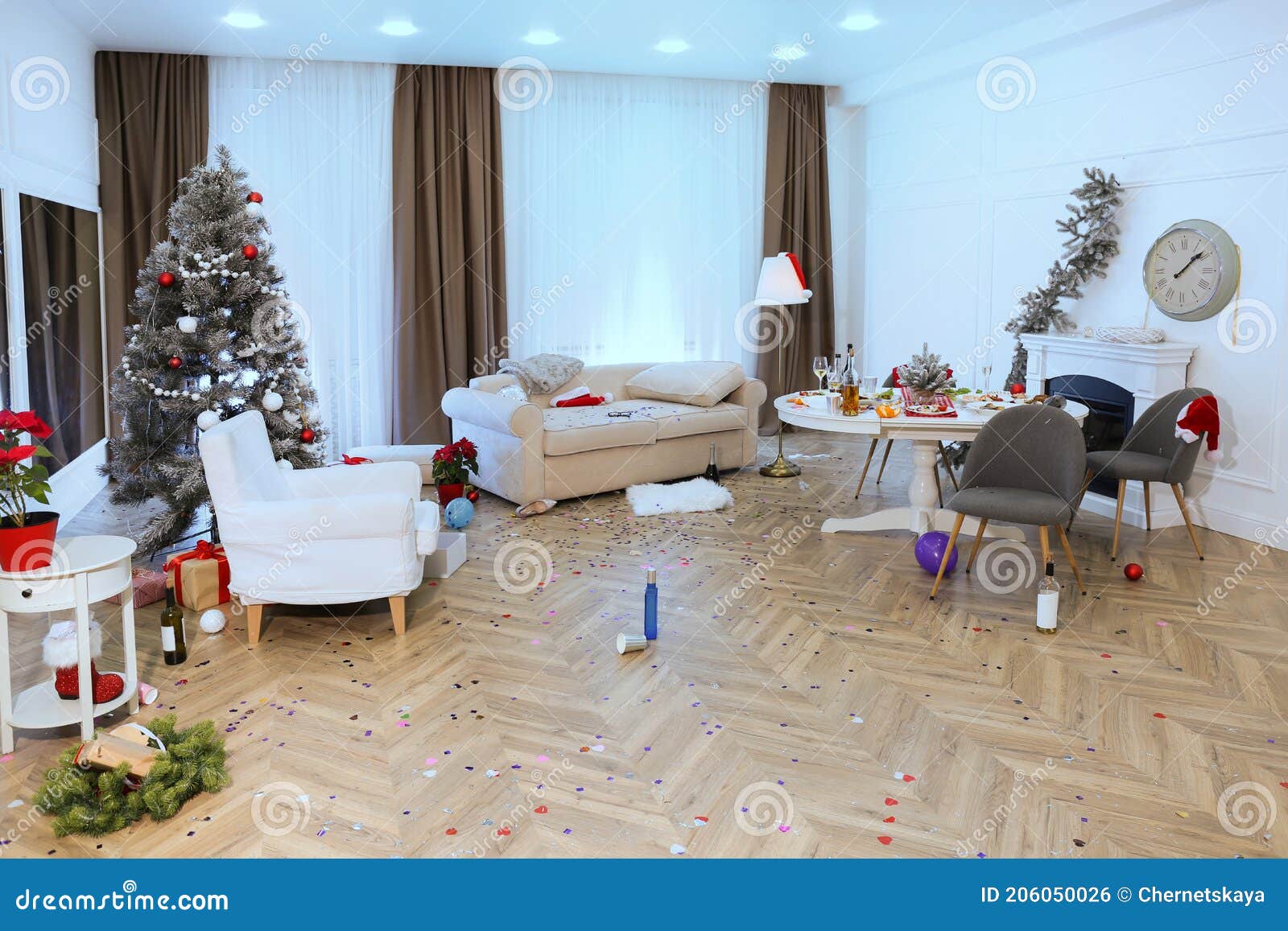 Mess in Room after New Year Party Stock Photo - Image of leftovers ...