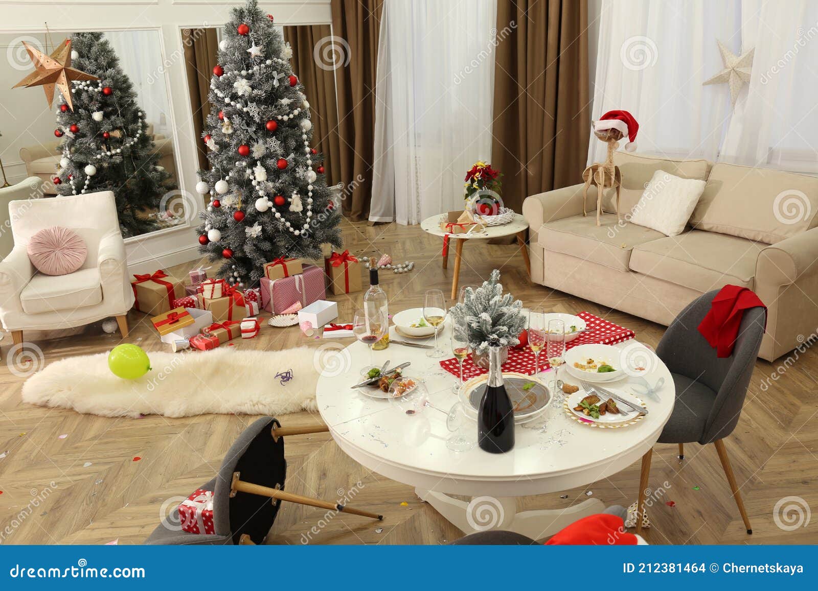 Mess in Room after New Year Party Stock Photo - Image of festive, food ...
