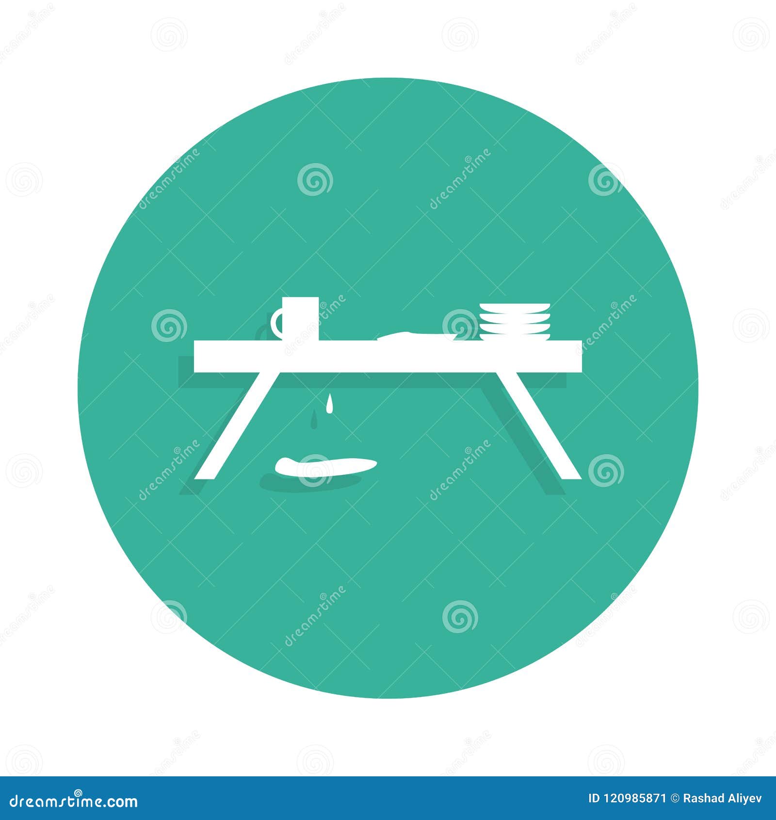 Mess on the Table Icon in Badge Style with Shadow Stock Illustration ...