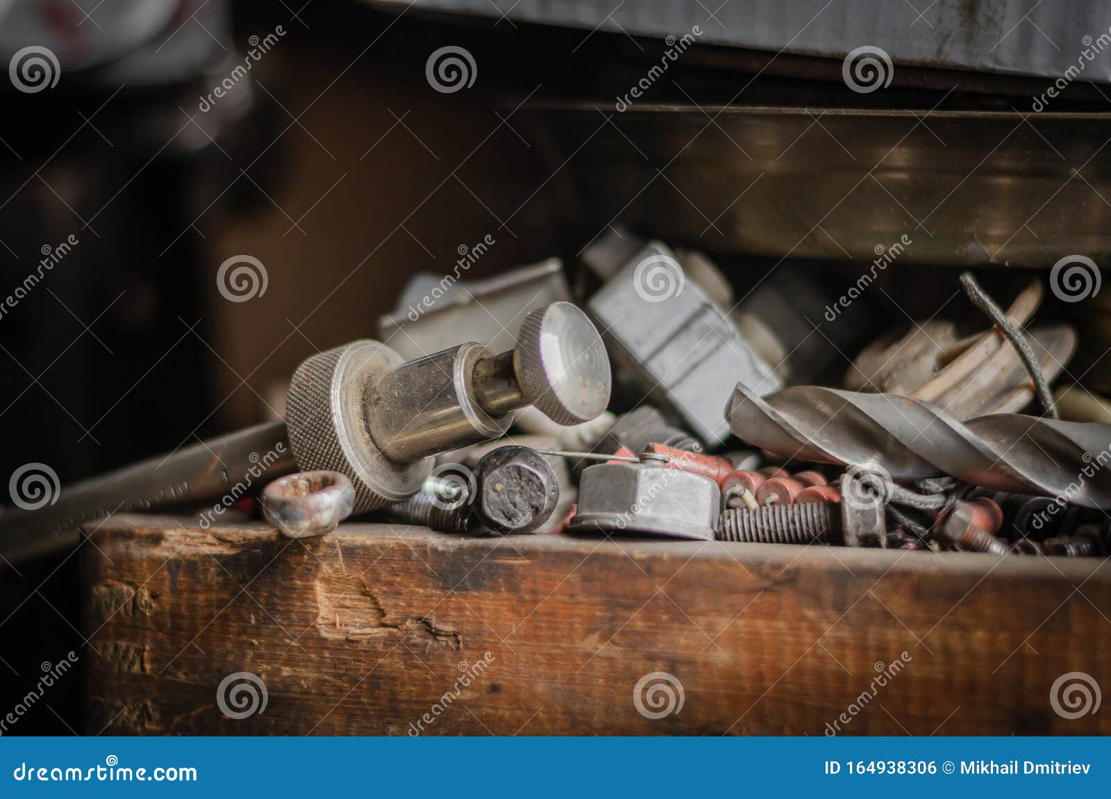 Mess on the Workbench. Workbench in the Workshop Littered with Various ...