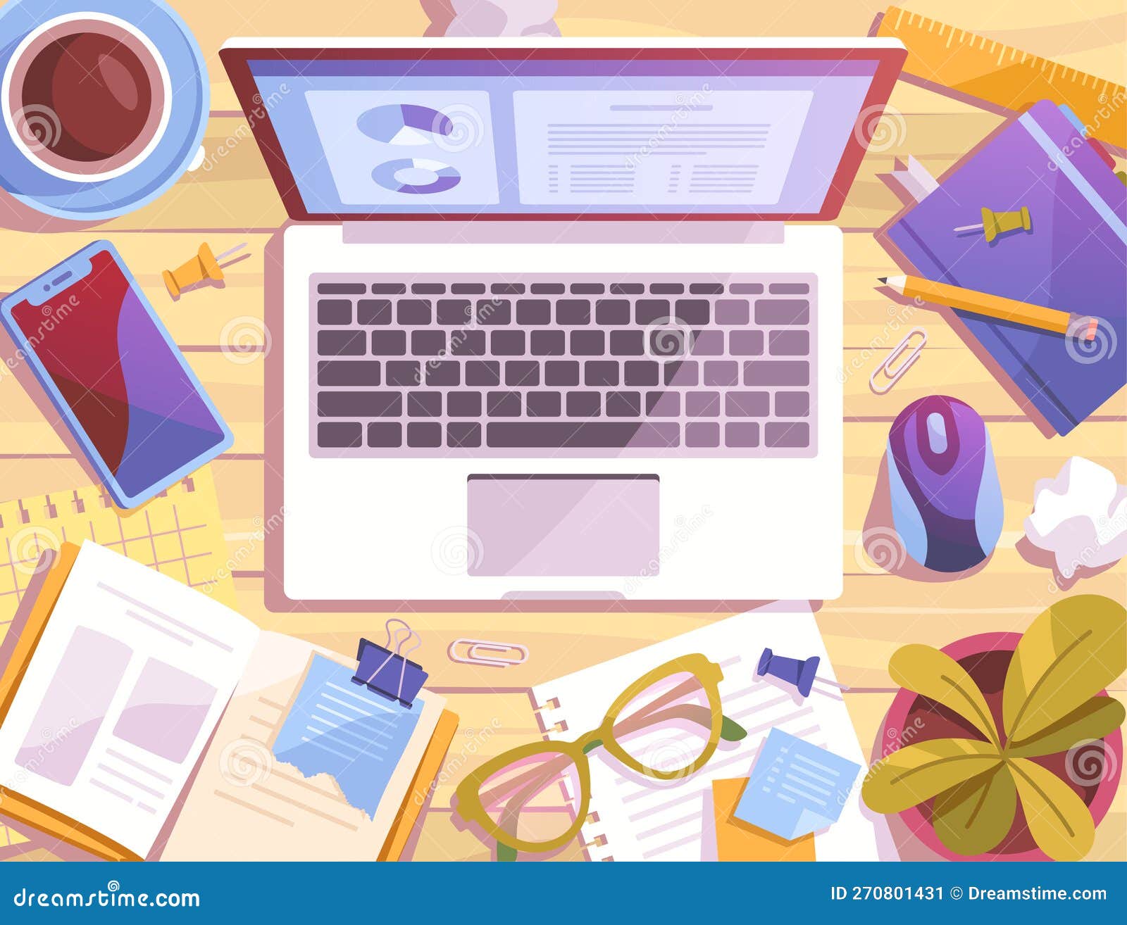 Mess in workplace stock vector. Illustration of work - 270801431