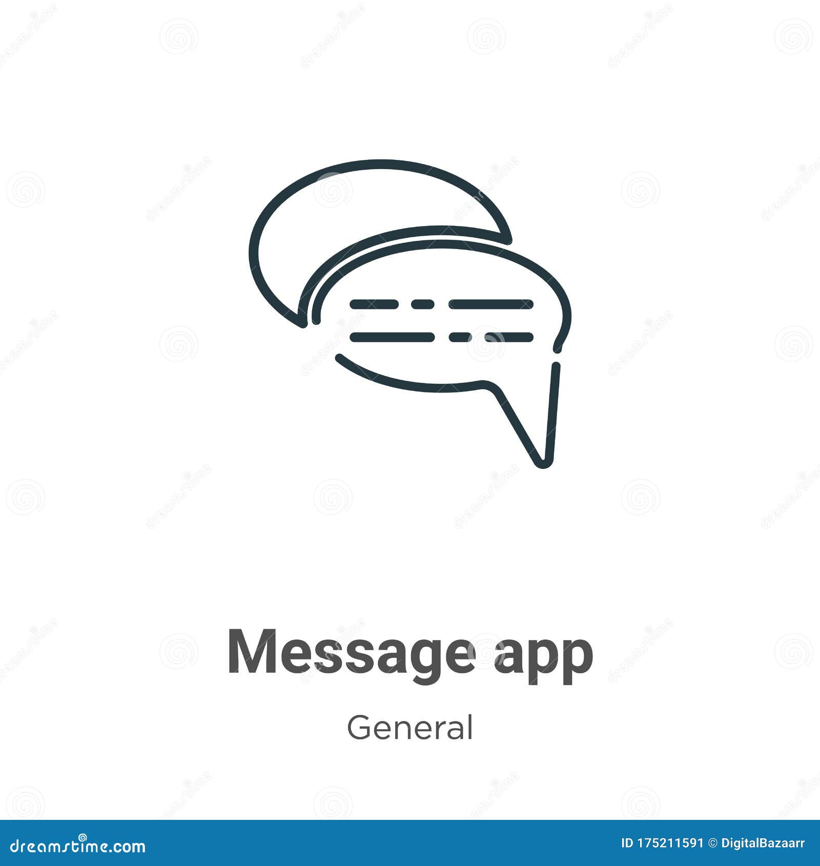 Message App Outline Vector Icon. Thin Line Black Message App Icon, Flat ...