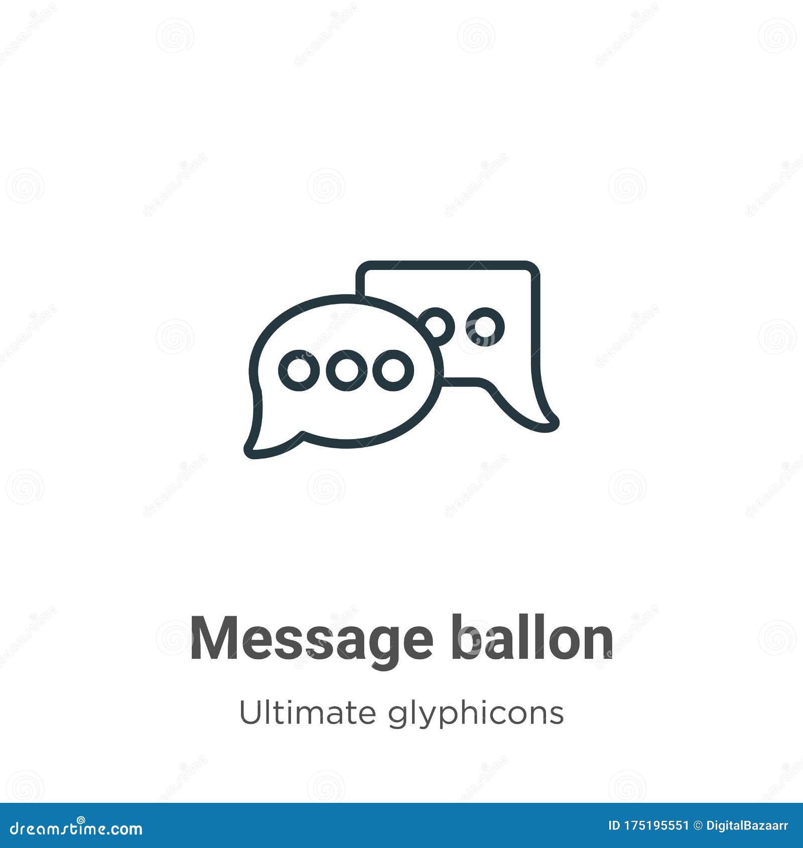 Message Ballon Outline Vector Icon. Thin Line Black Message Ballon Icon ...