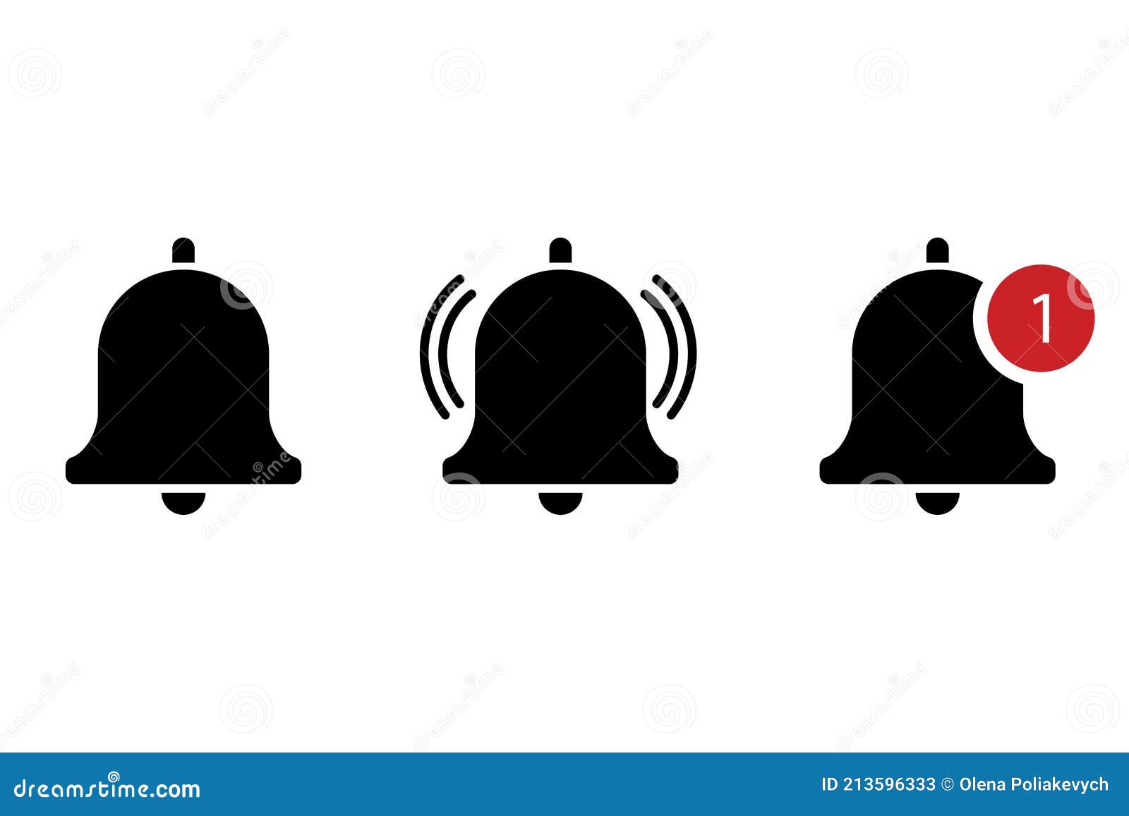 Message Bells in Flat Style. App Interface Template. Clock Icon Vector ...