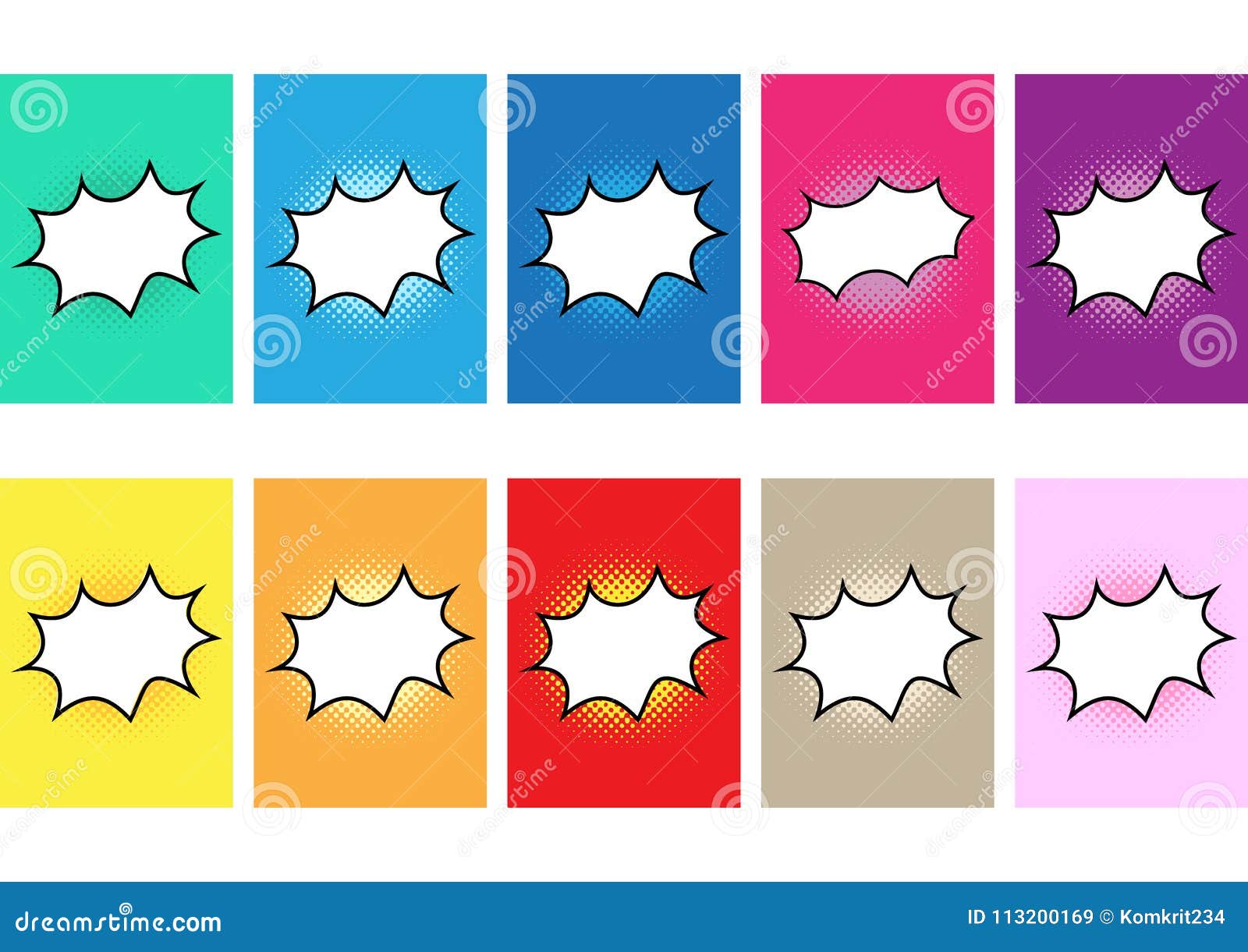 Message Blank Templates with Halftone Color Background Stock Vector ...