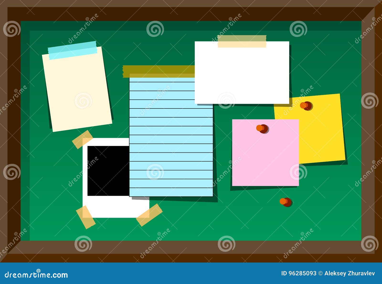 Message Board with Blank Notes and Stickers. Stock Vector ...