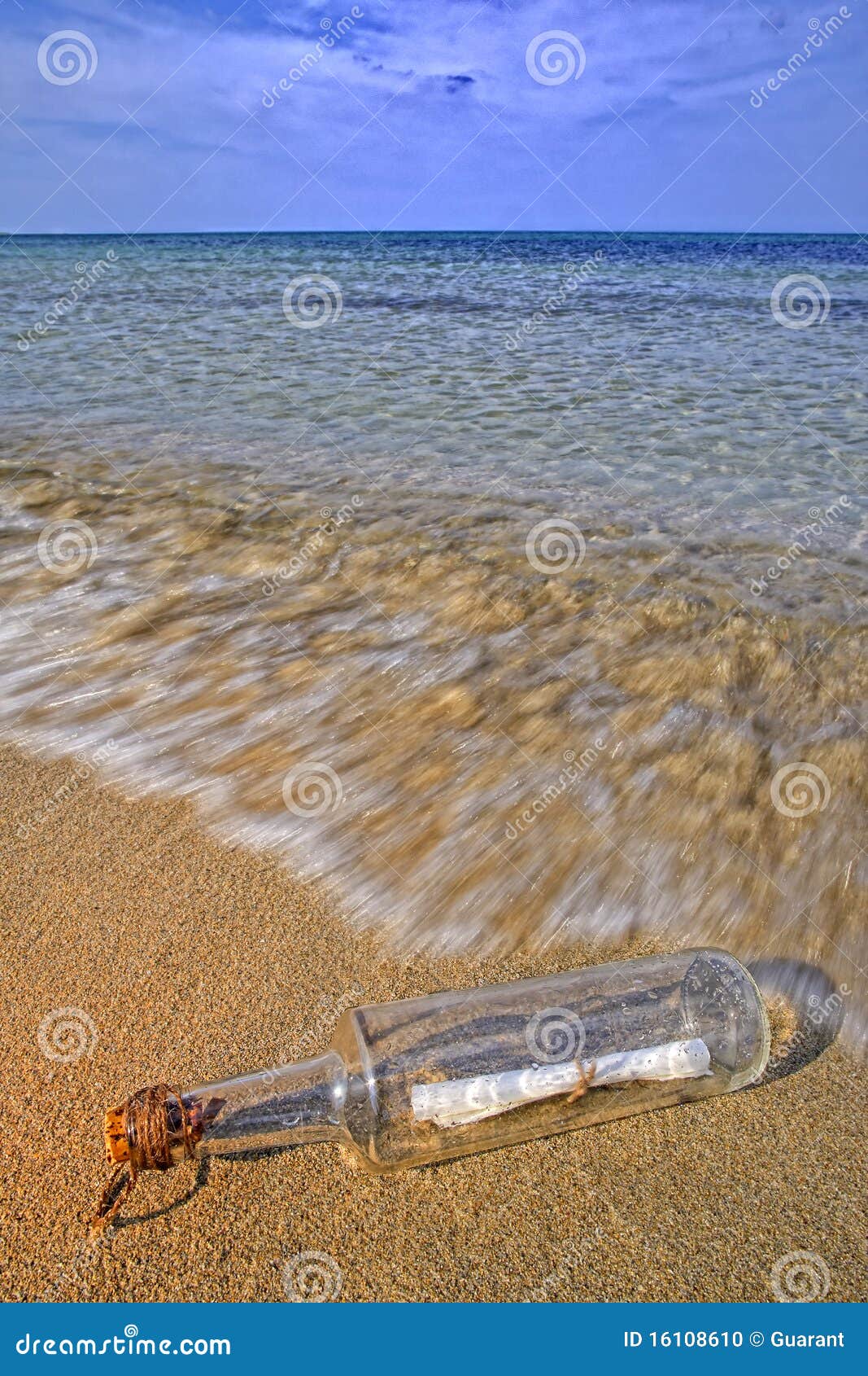 Message in a bottle stock photo. Image of emergence, beach - 16108610