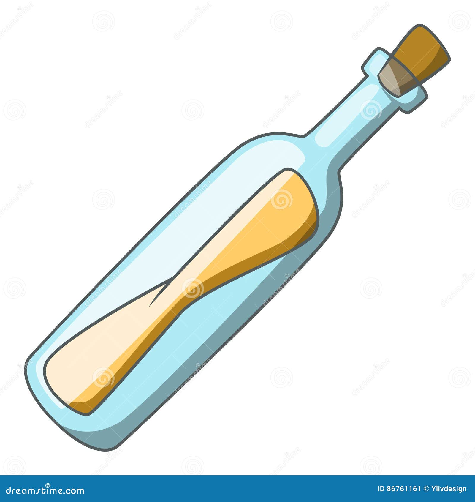 Message in a Bottle Icon, Cartoon Style Stock Vector - Illustration of ...