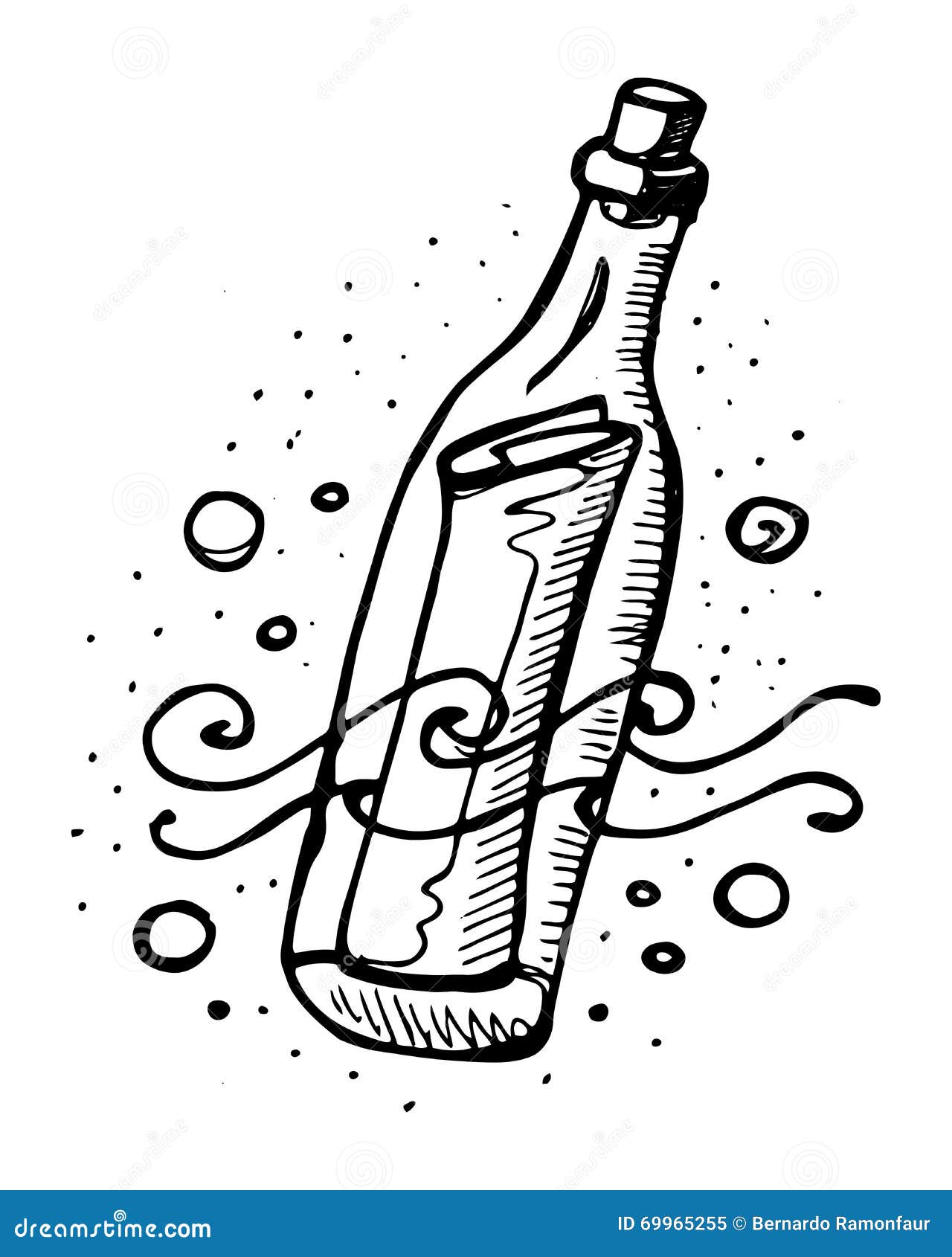 Message in a Bottle Illustration Stock Vector - Illustration of drawn ...