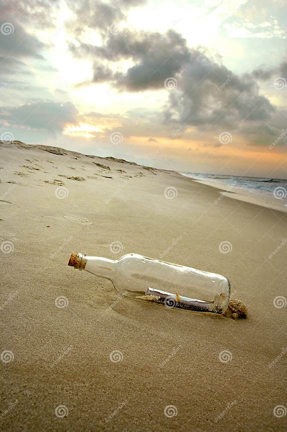 Message in a Bottle on Shore Stock Photo - Image of ashore, rescue: 2967854