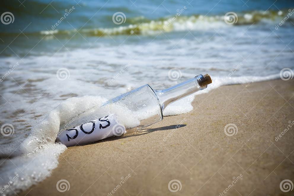 Message in a bottle / SOS! stock photo. Image of concept - 20381342