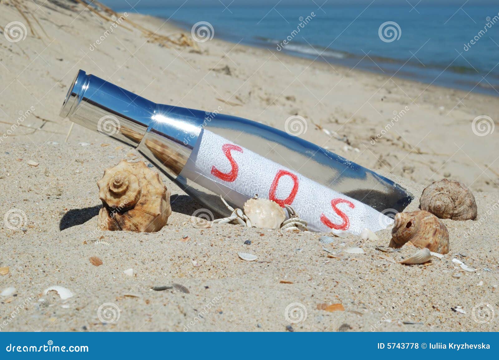 Message In A Bottle With SOS Signal Picture. Image: 5743778