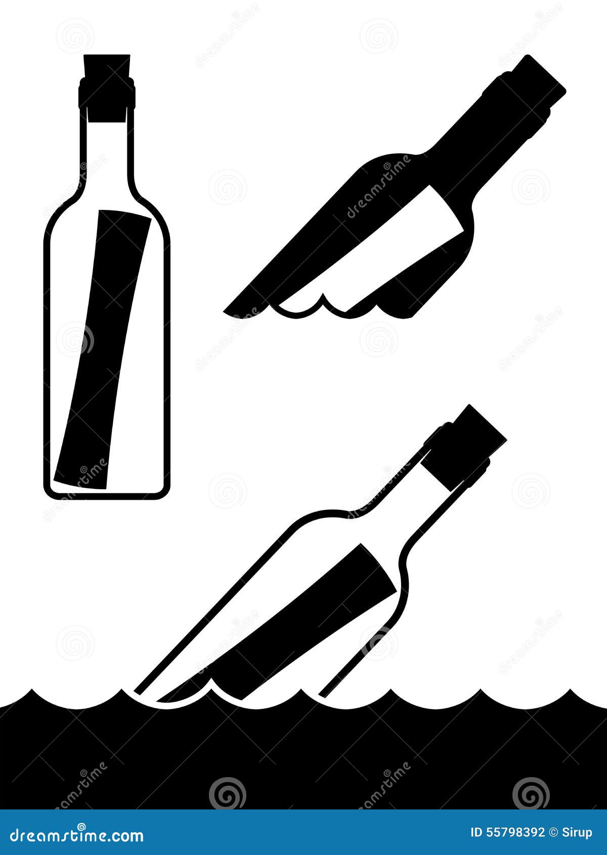 Message in a bottles stock vector. Illustration of corked - 55798392