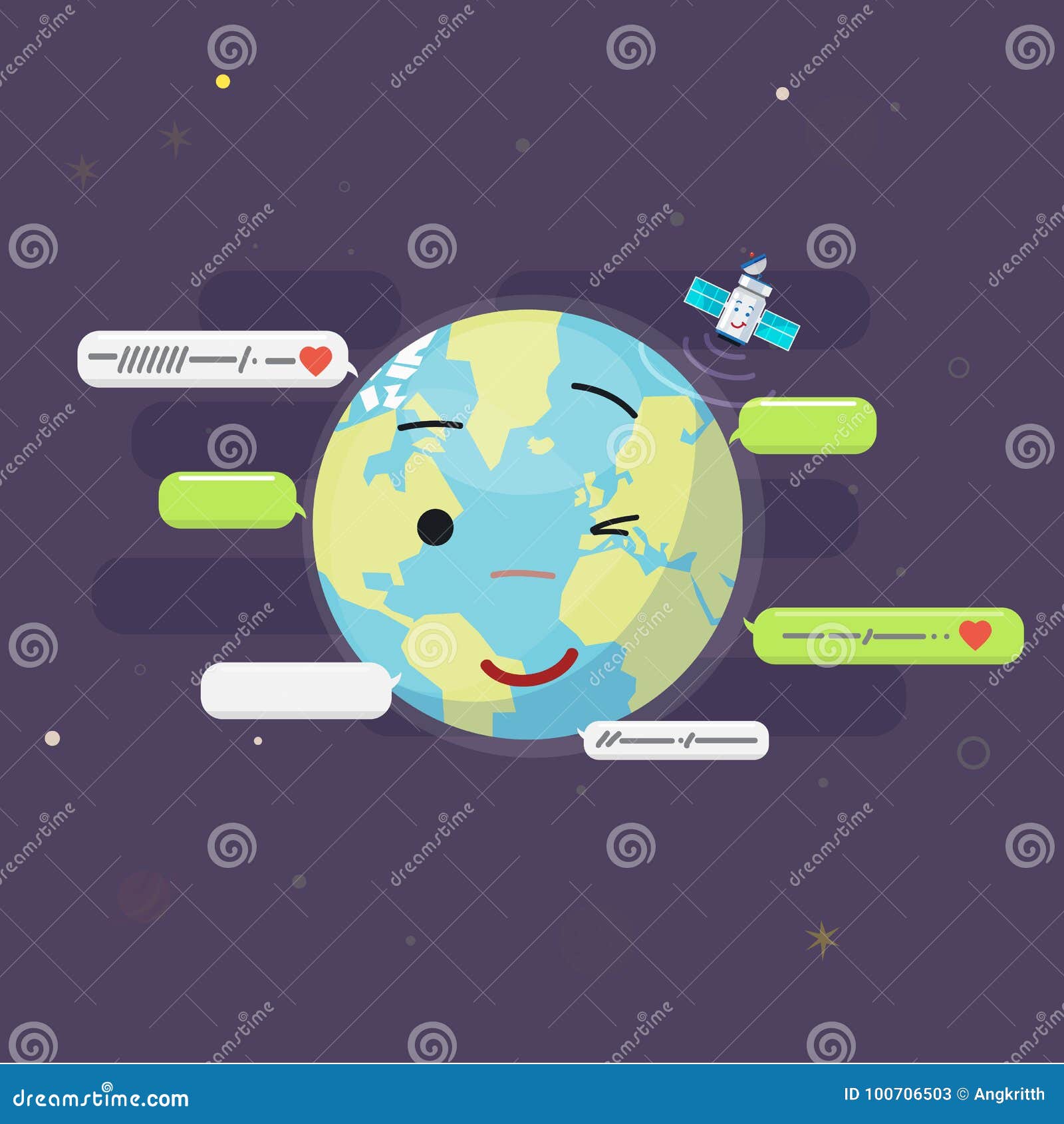 Message Box Around the World. Global Communication Concept - Vector ...