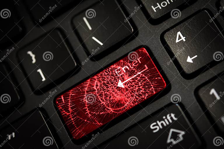 Message on Broken Red Enter Key of Keyboard Stock Photo - Image of ...
