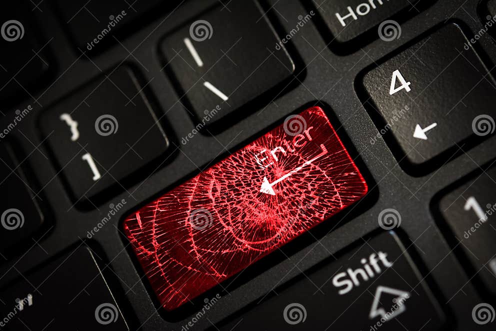 Message on Broken Red Enter Key of Keyboard Stock Photo - Image of ...