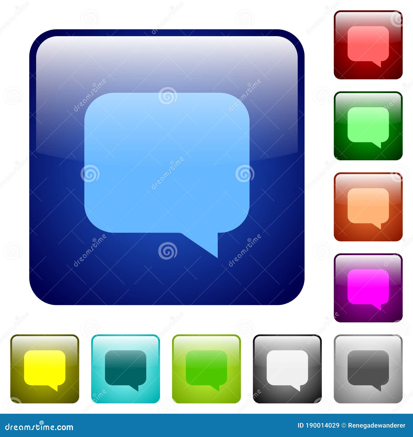 Message Bubble Color Square Buttons Stock Vector - Illustration of ...