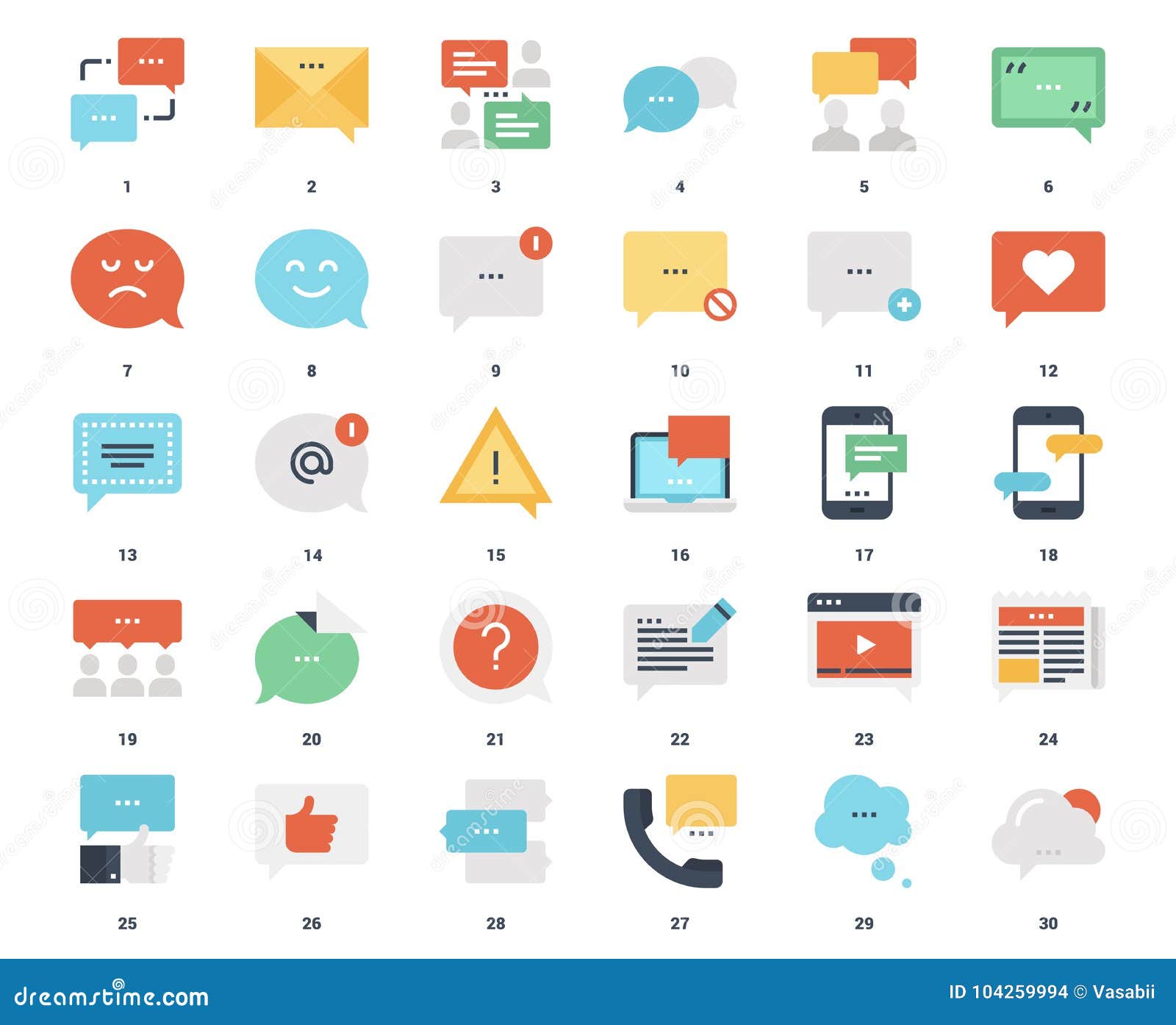 Message Bubbles Icons stock vector. Illustration of discussion - 104259994