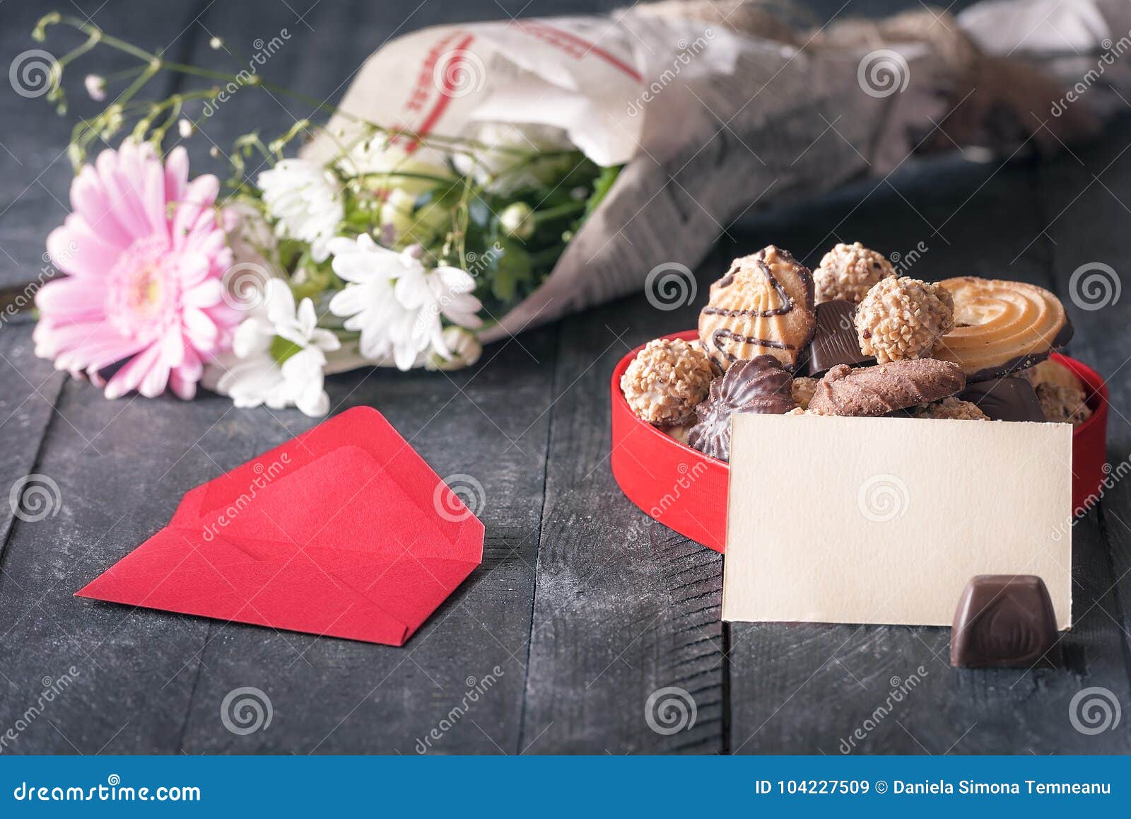 Message Card and Box with Cookies Stock Image - Image of celebration ...