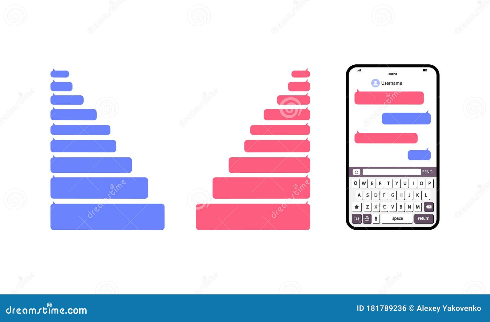 Message Chat Bubbles Vector Icons for Messenger. Smartphone with Typing ...