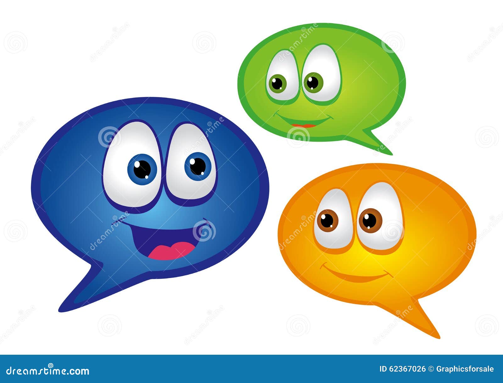 Message Clouds with Faces stock illustration. Illustration of character ...