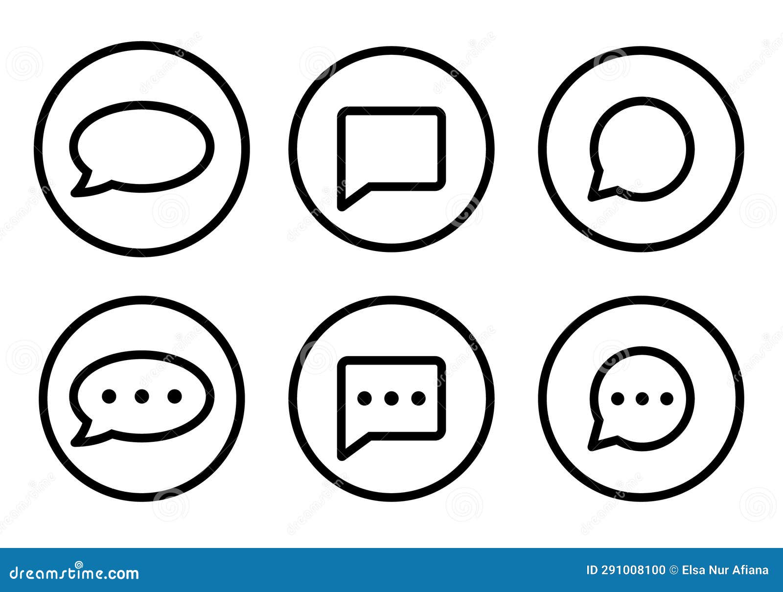 Message, Comment, and Chat Icon Vector in Circle Line Stock Vector ...