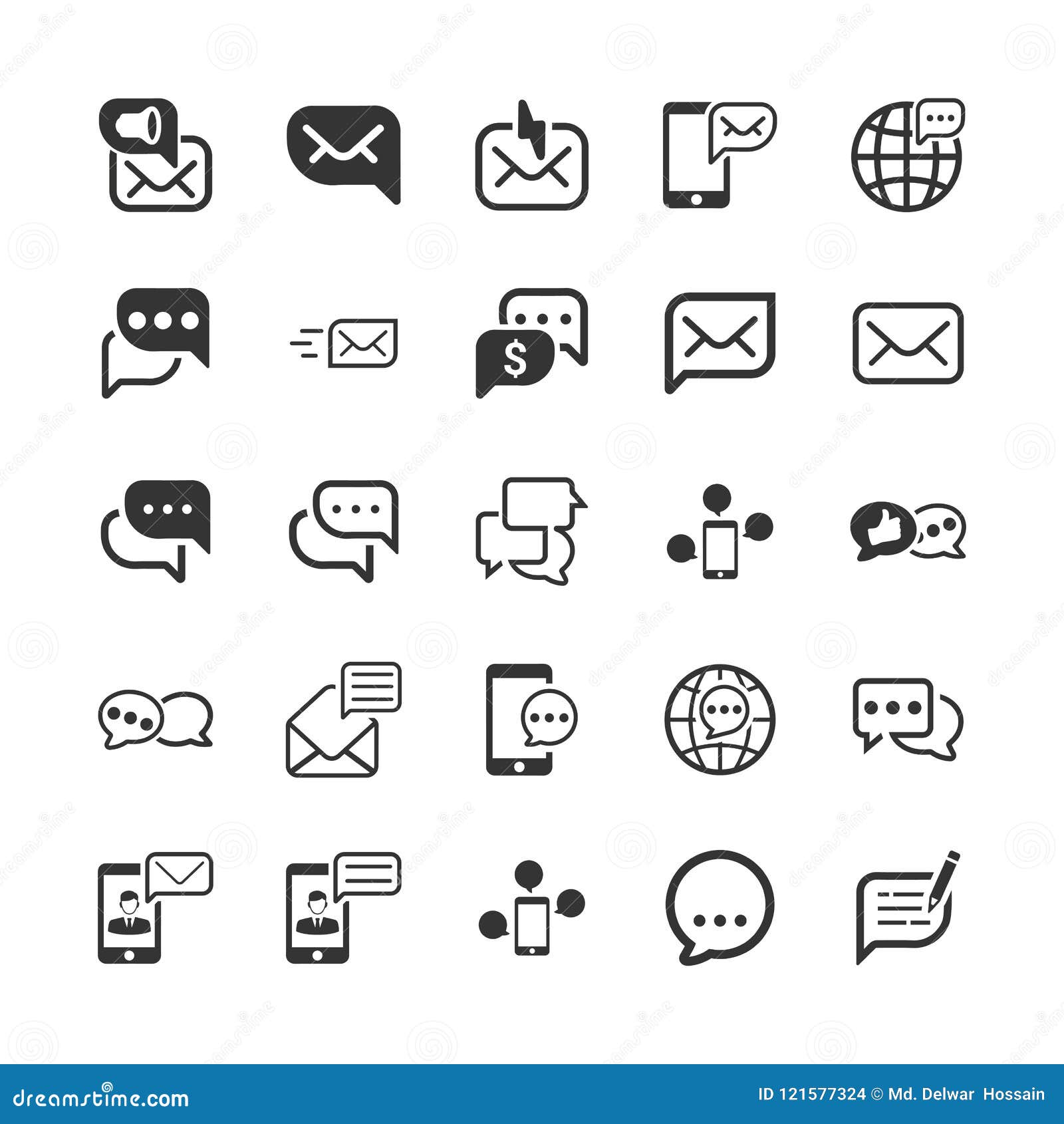 Message and Communication Icons - Gray Version Stock Vector ...