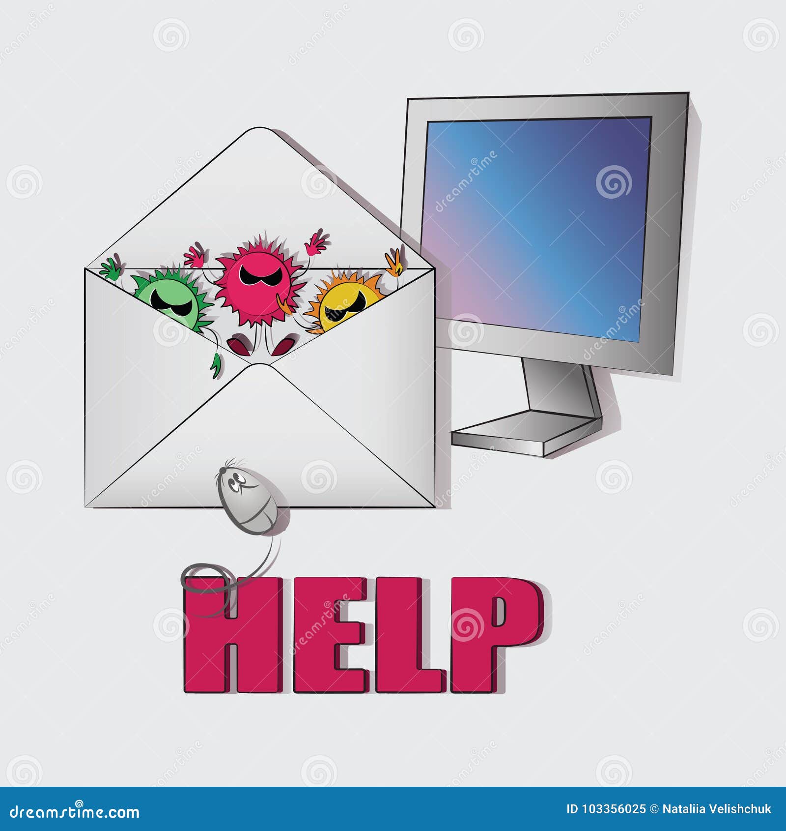 Message and Computer Virus. Stock Vector - Illustration of center ...