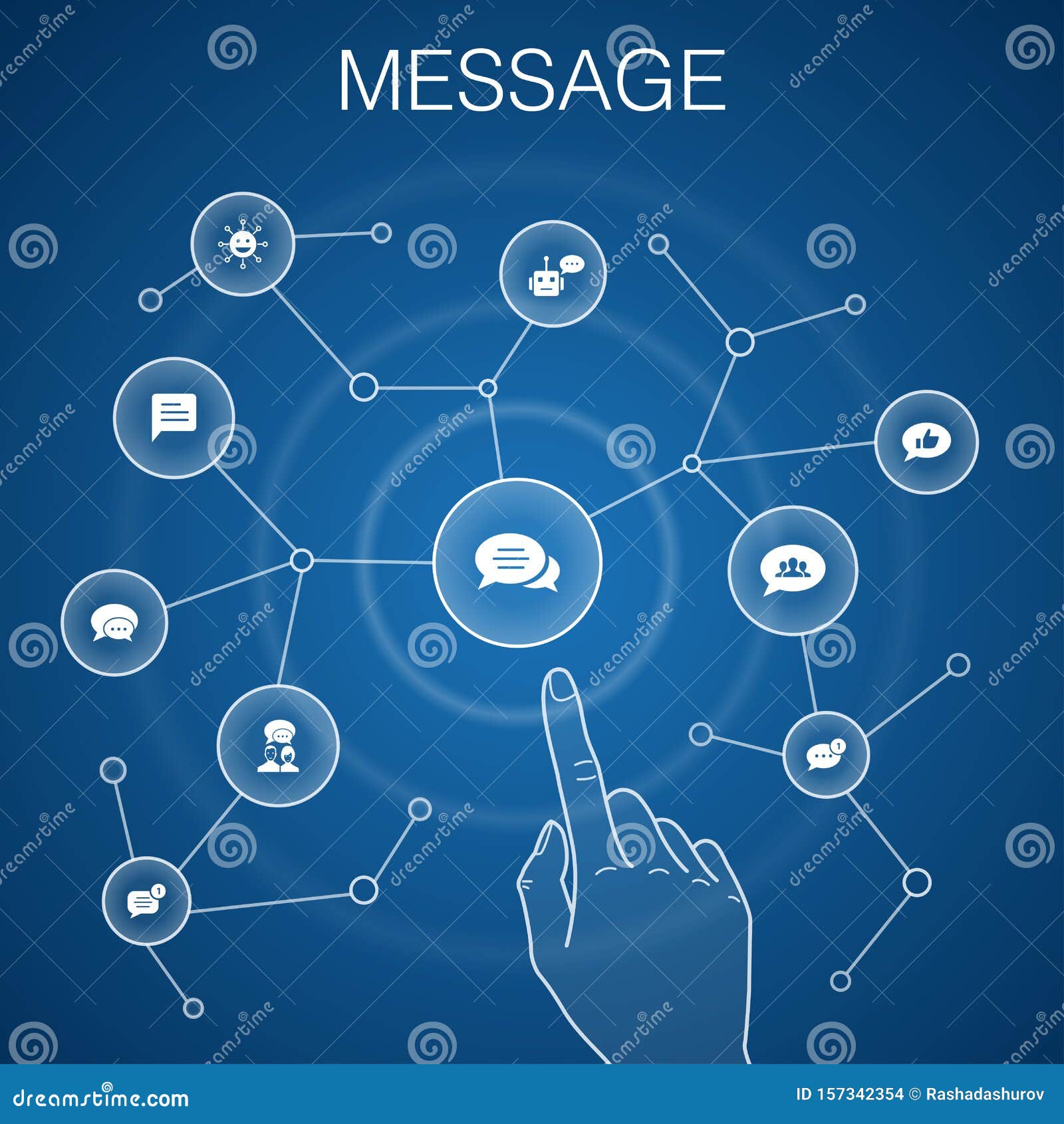 Message Concept, Blue Background.emoji Stock Vector - Illustration of ...